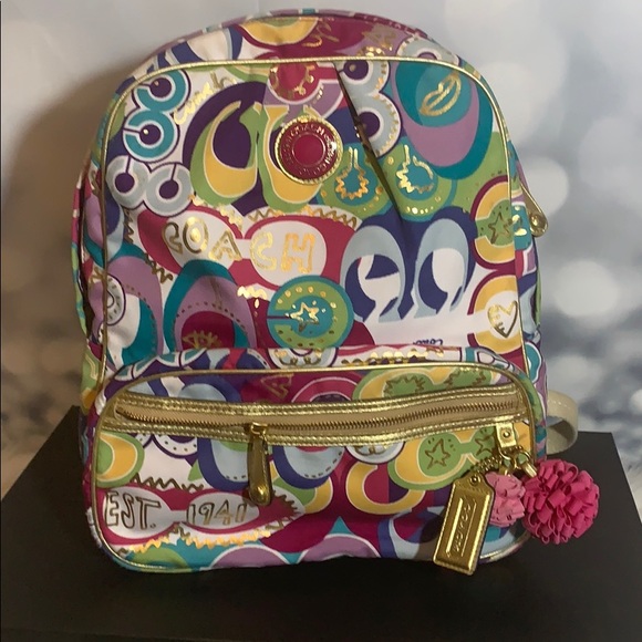Coach | Bags | Coach Poppy Backpack Bag Poppy Gold Pink | Poshmark